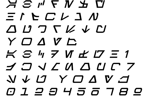 Aurebesh English Font | Bold Italic Type - Free Download